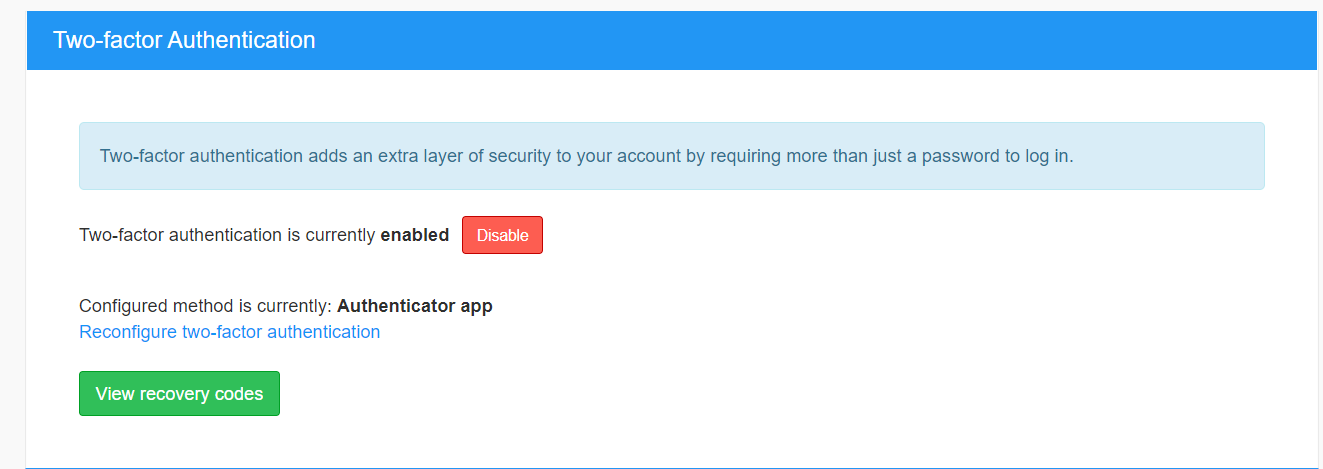 Setting up two-factor authentication (2FA)